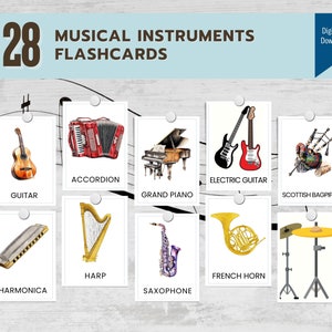 Musical Instrument Flashcards 28 Educational Flashcards Downloadable ...