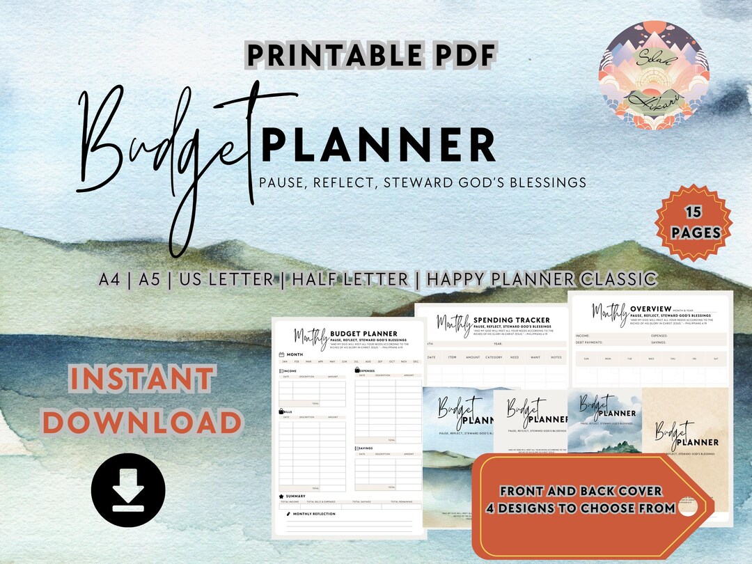 Christian Printable and Editable Monthly Budget Planner | Bullet ...