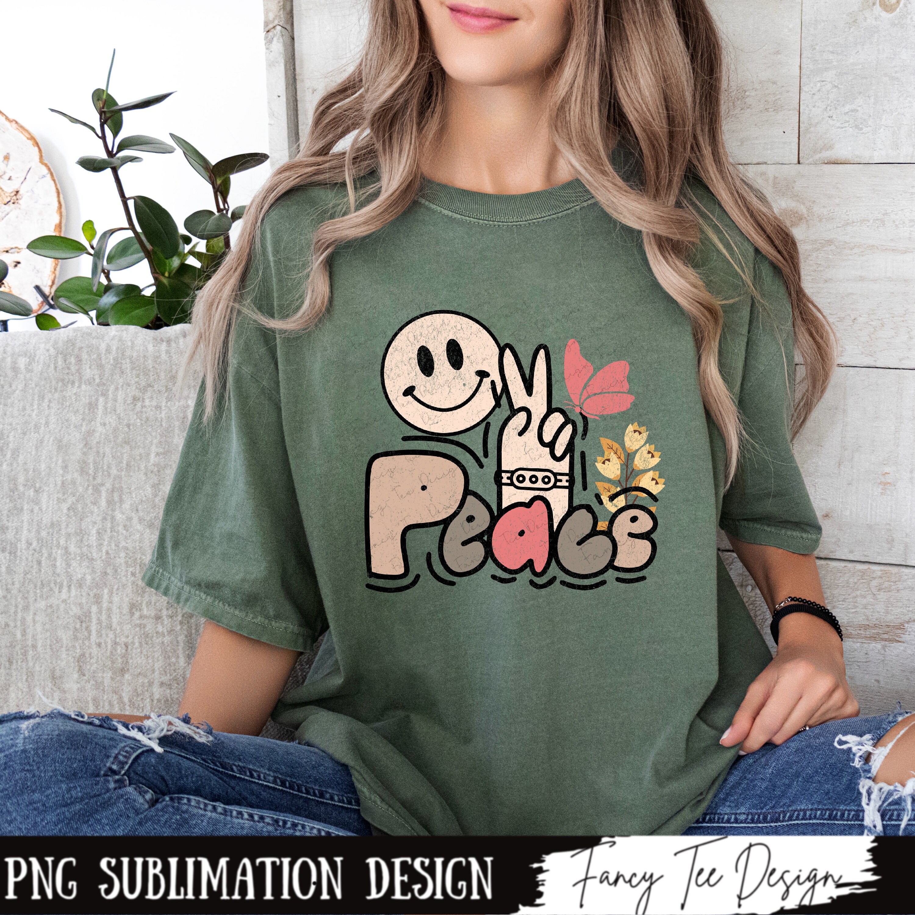 Peace Smiley Face PNG, Boho Christian Sublimation Design, Instant ...