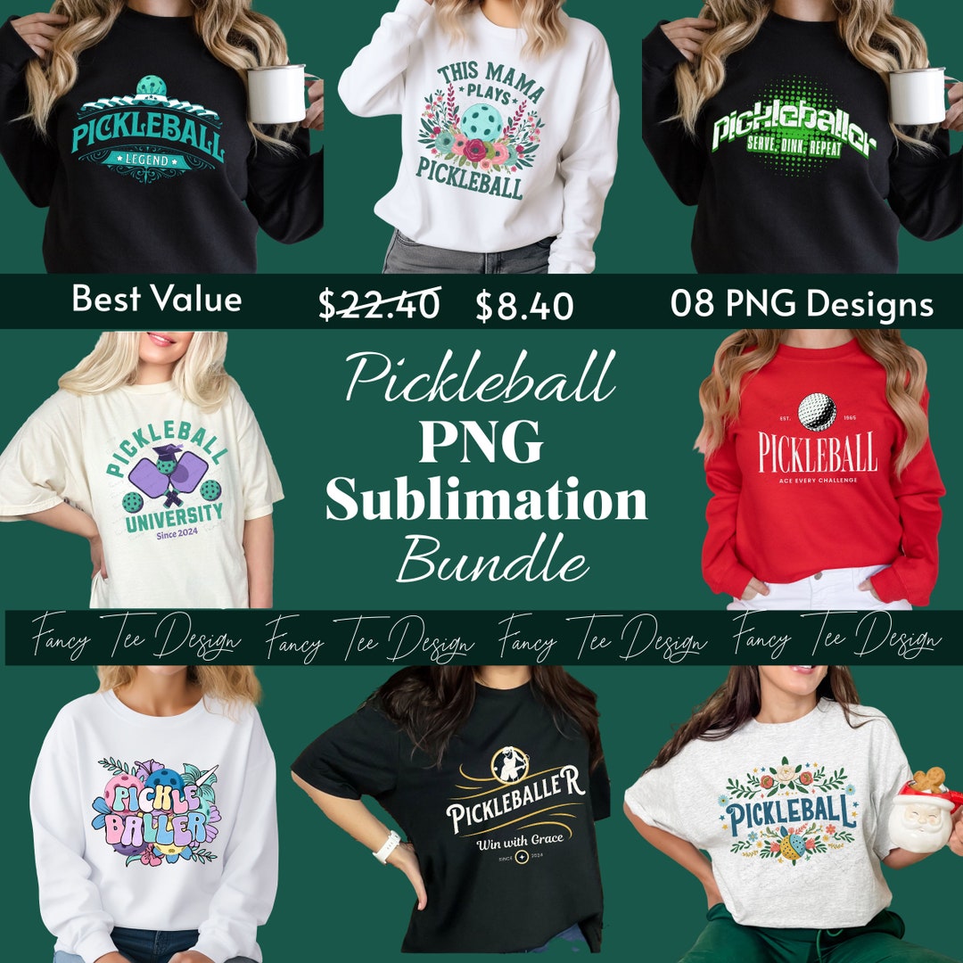 Pickleball PNG Bundle, 08 PNG Sublimation Designs for Pickleball Lovers ...