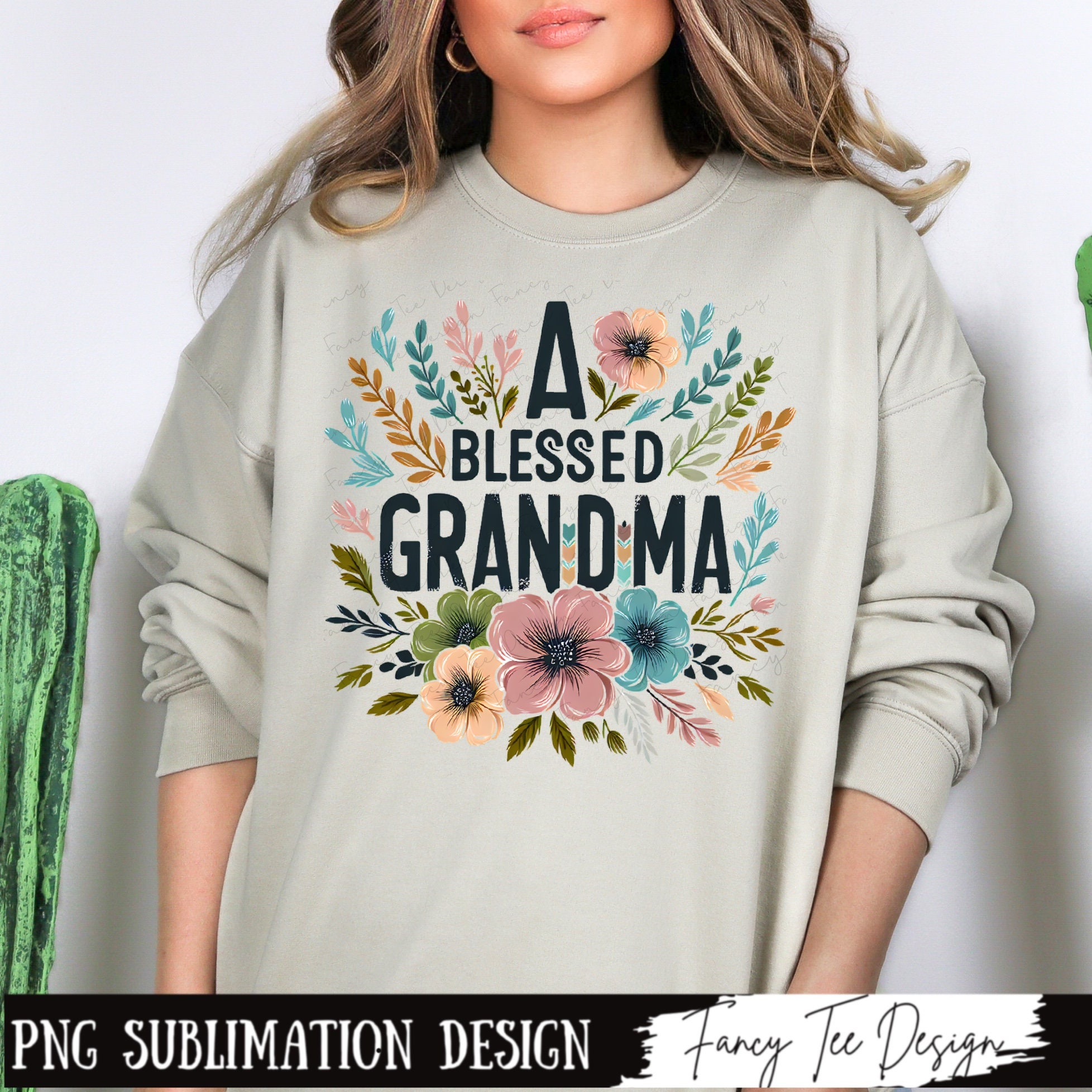 A Blessed Grandma Christian PNG Sublimation Designs, Mothers Day PNG, Boho Floral PNG, Christian ...