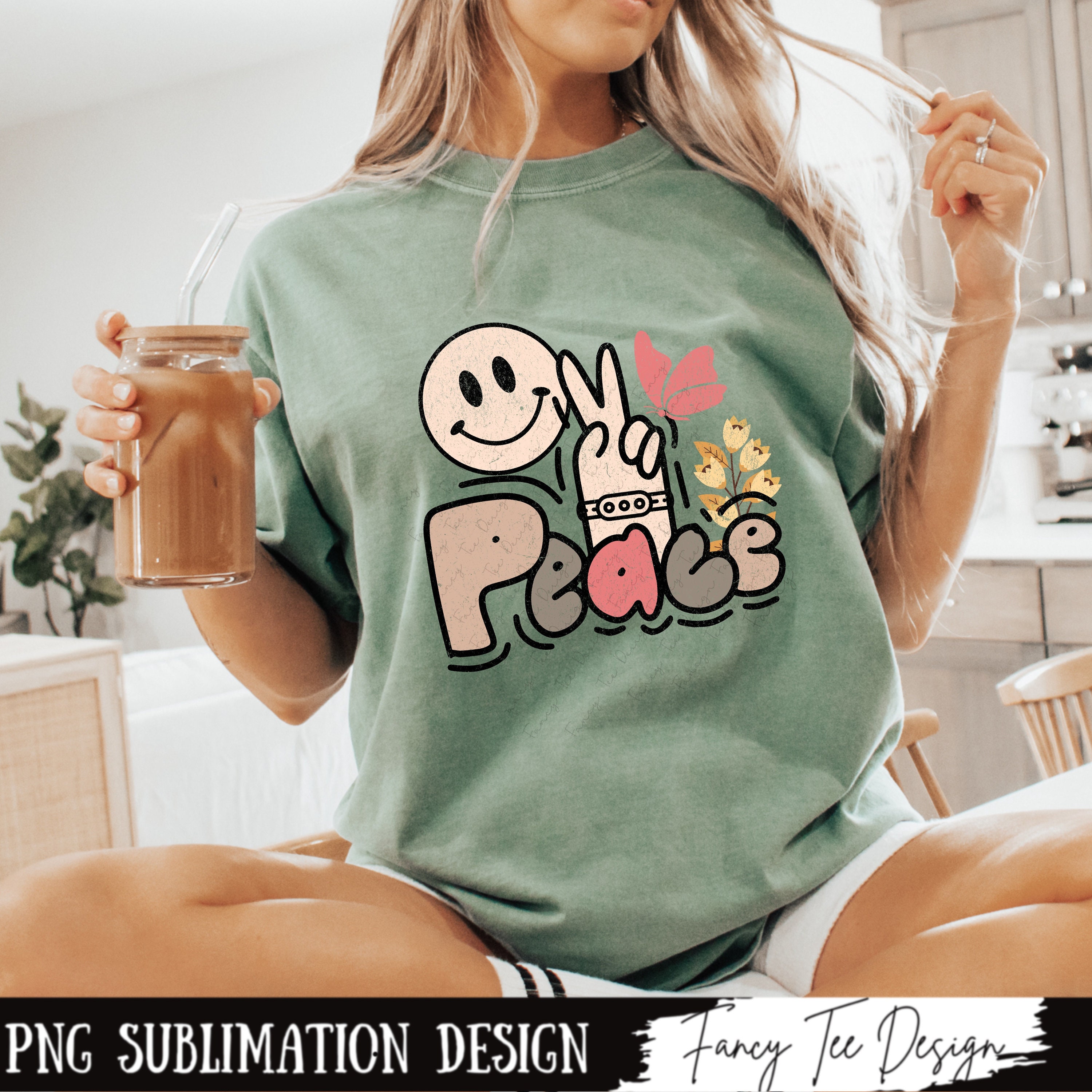 Peace Smiley Face PNG, Boho Christian Sublimation Design, Instant ...