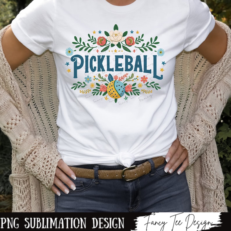 Floral Pickleball PNG Sublimation Designs, Instant Download, Pickle ...