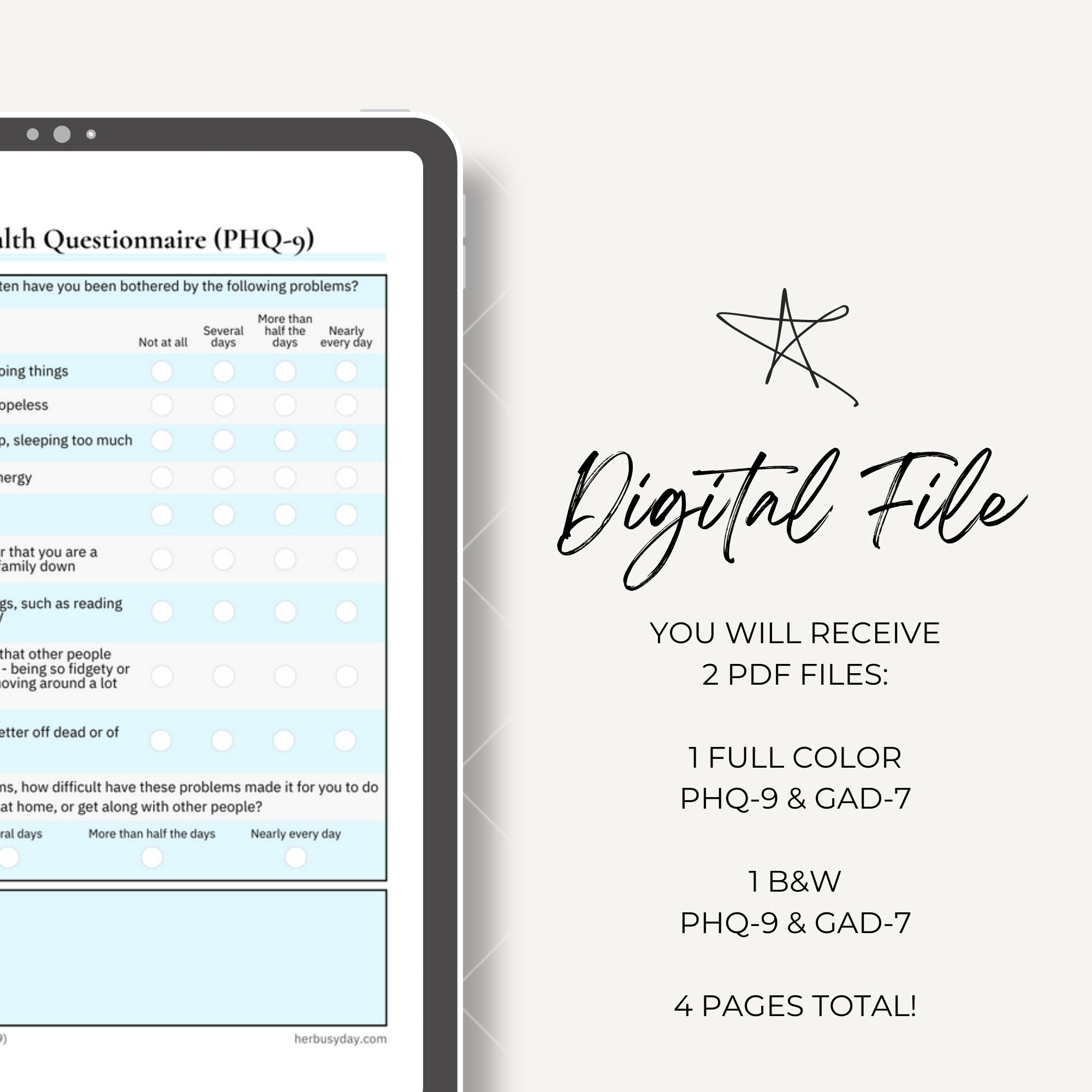 Mental Health Printable PHQ-9 & GAD-7 Questionnaires - Etsy UK