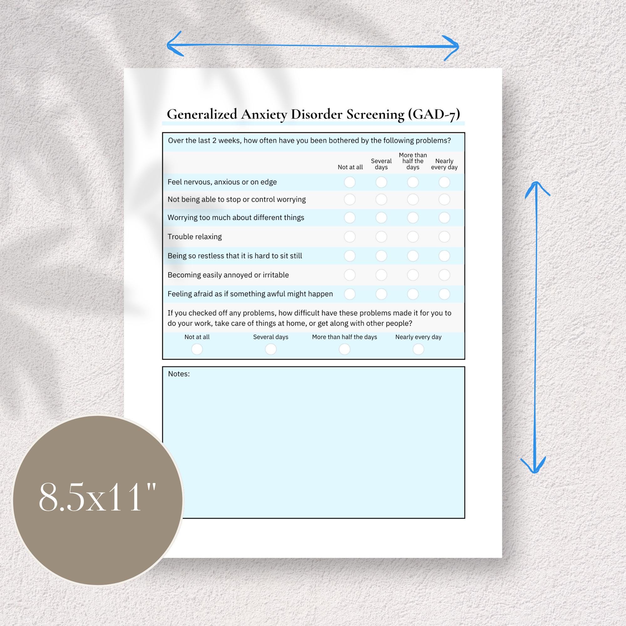 Mental Health Tracker - PHQ-9 GAD-7 and K10 Questionnaires - Printable ...