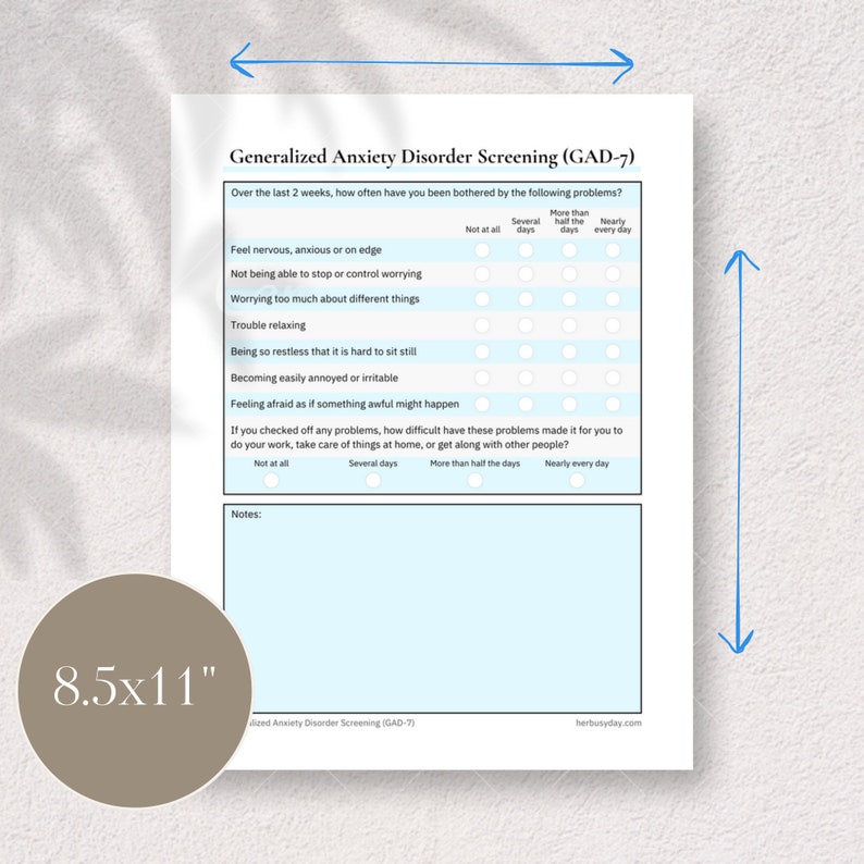 Mental Health Printable PHQ-9 & GAD-7 Questionnaires Depression Anxiety ...