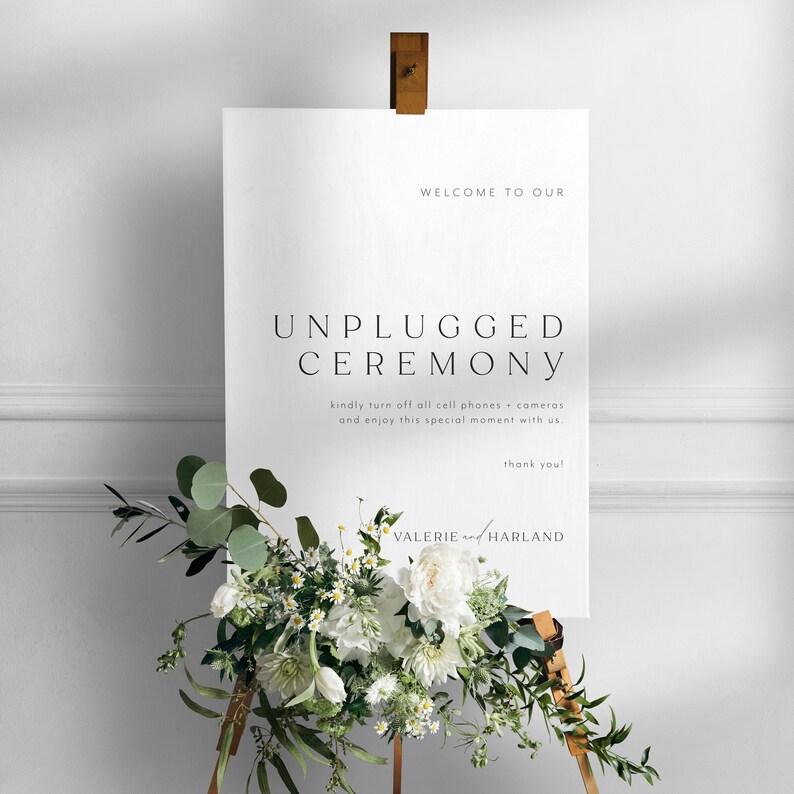 Unplugged Ceremony Wedding Sign, Instant Digital Unplugged Wedding Sign ...