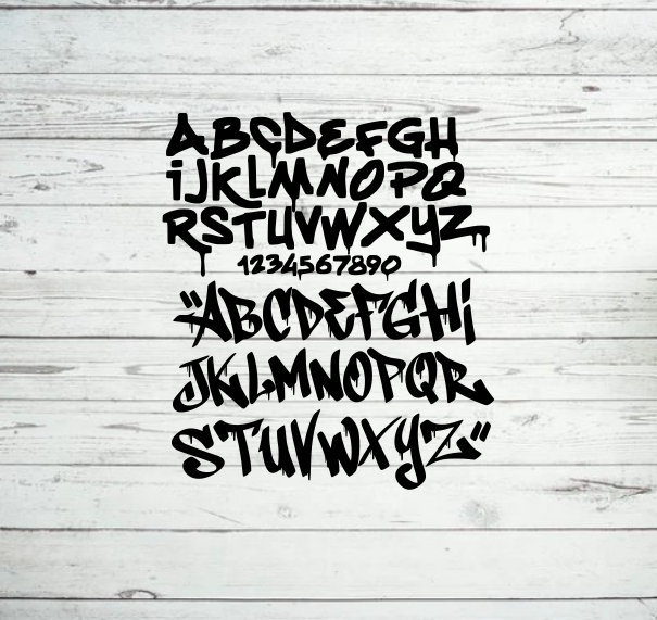 Layered Graffiti Font Graphic Design for Cutting Machines SVG, DXF ...