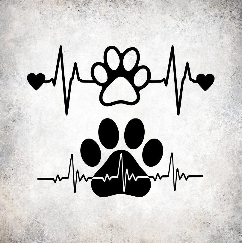 Layered Paw Print Heartbeat Graphic Design for Cutting Machines SVG ...