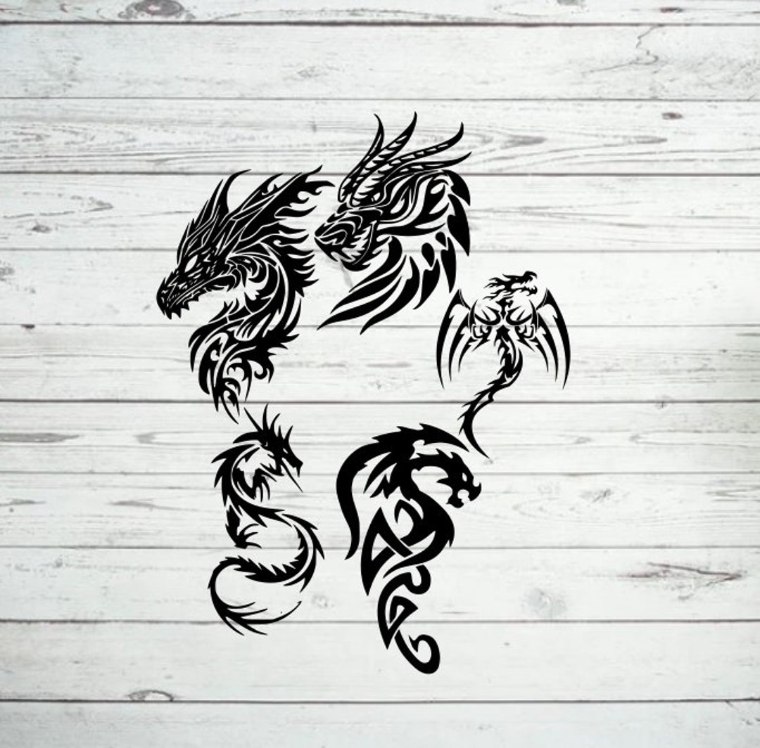Layered Dragon Graphic Design Collection for Cutting Machines SVG, DXF ...