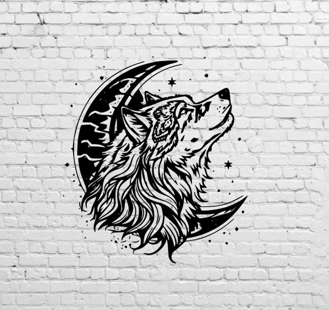 Howling Wolf Graphic Design for Cutting Machines SVG, DXF, & PNG - Etsy