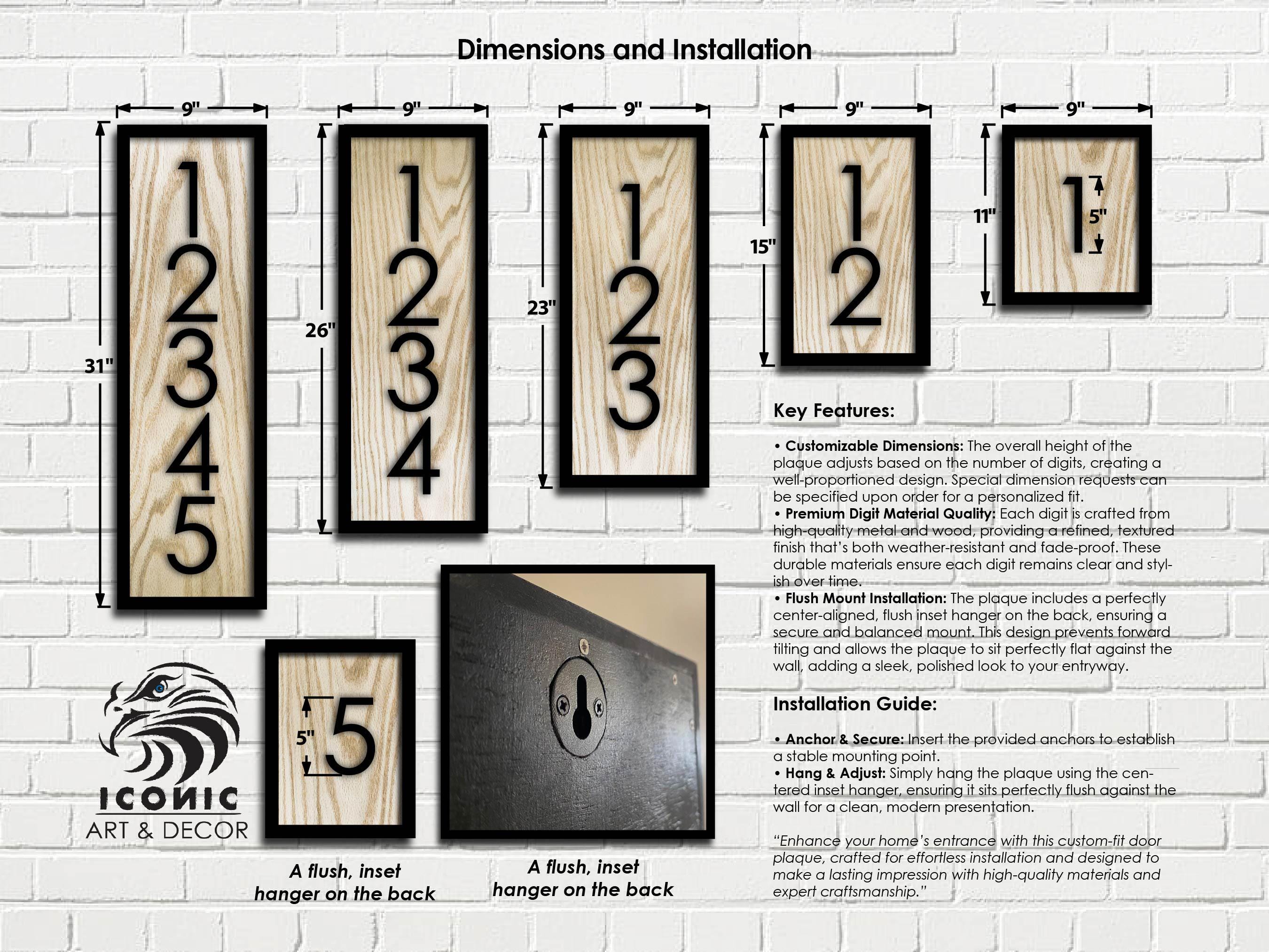Vertical Modern Door Number Plaque for Front Door Custom Address Sign ...