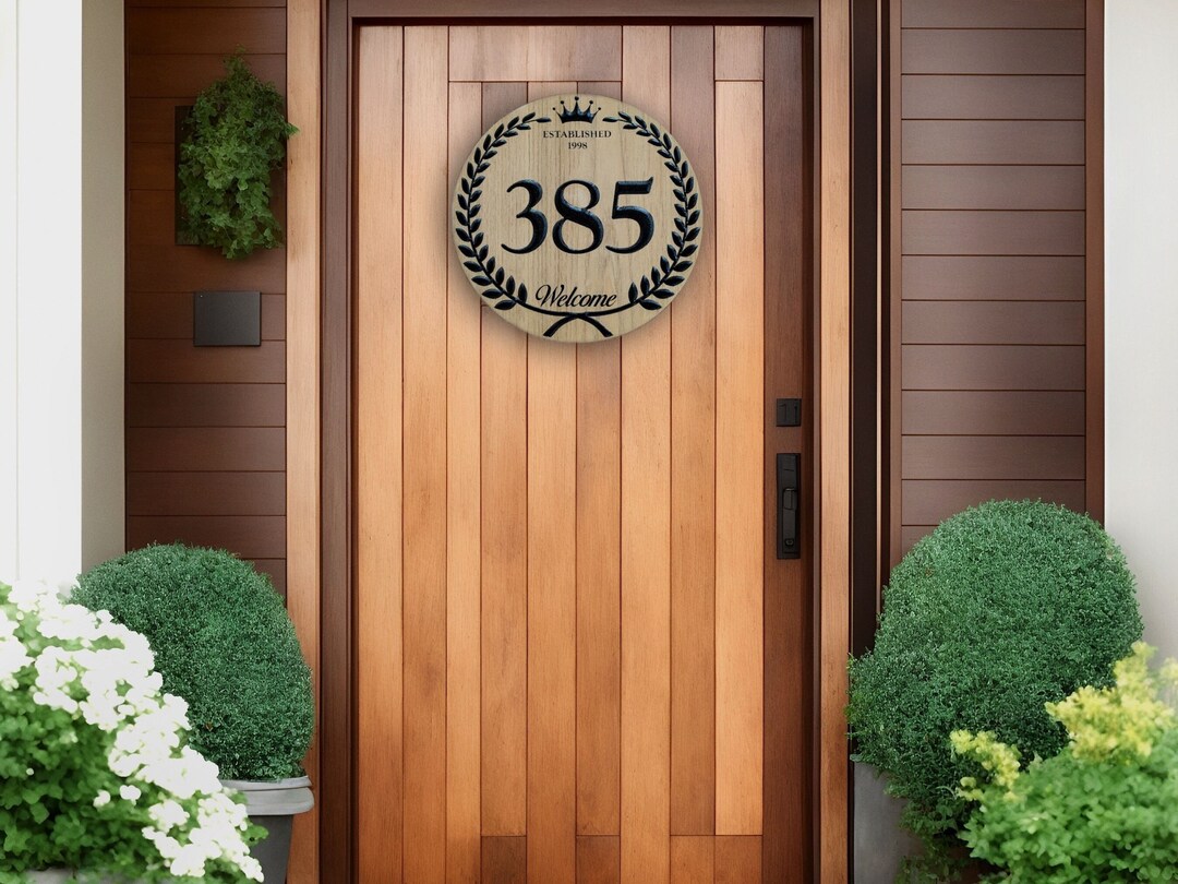 Engraved Round Door Number Sign, Home Number Plaque, House Number Sign ...