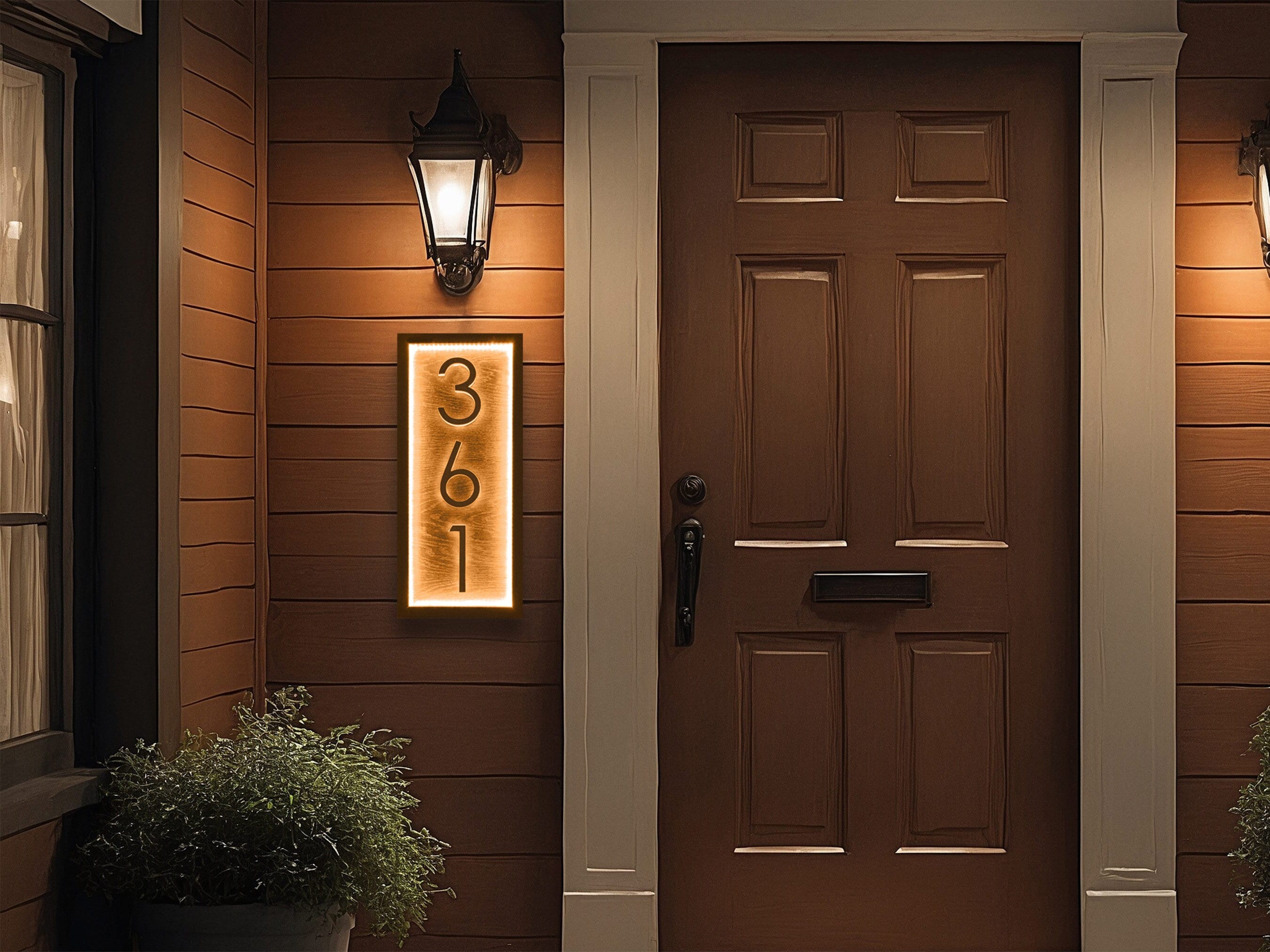 Vertical LED Lighted Door Number Plaque, Modern Custom Address Sign ...