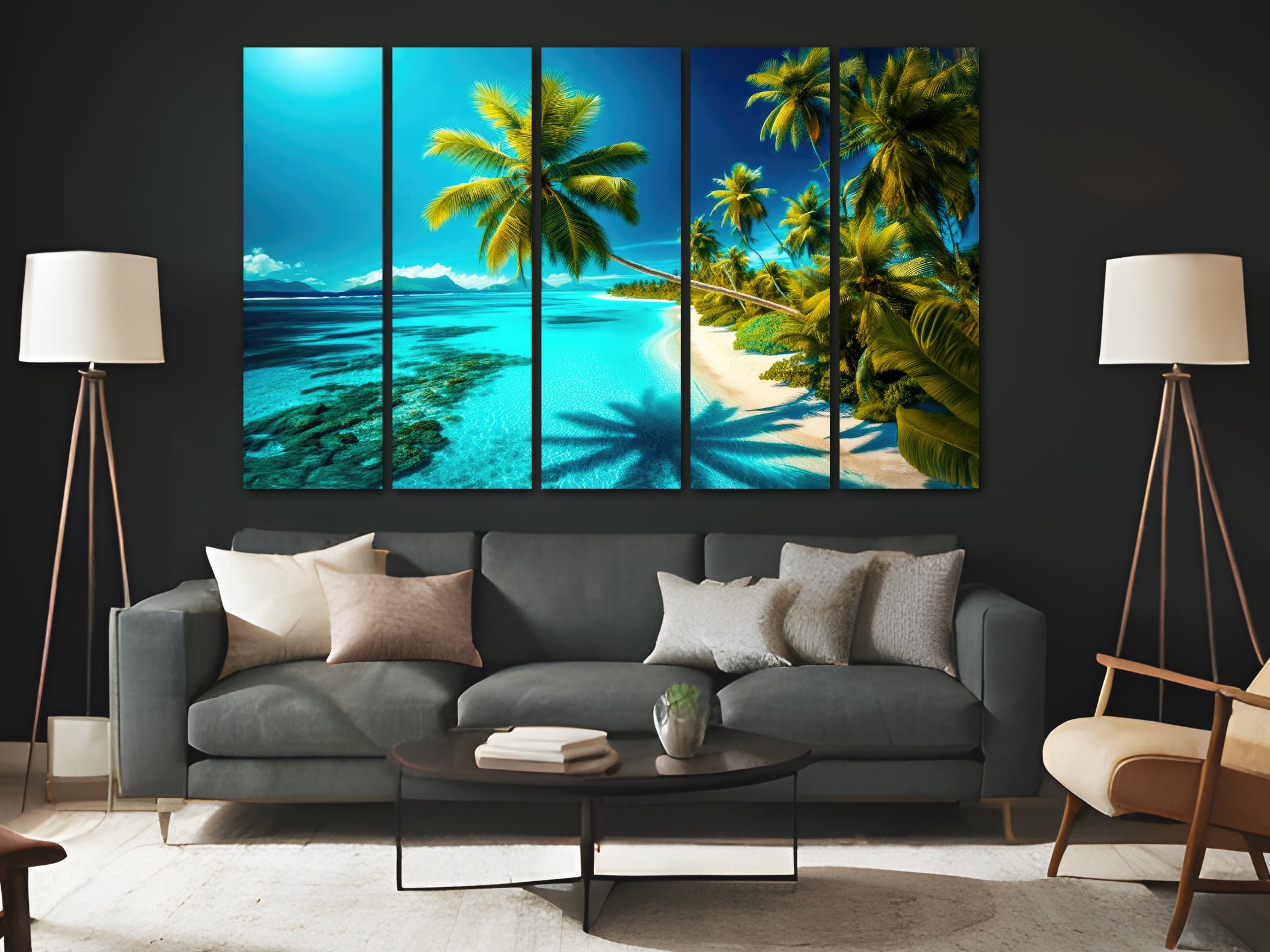 Caribbean Seascape Canvas Print, Tropical Oasis Canvas Decor ...
