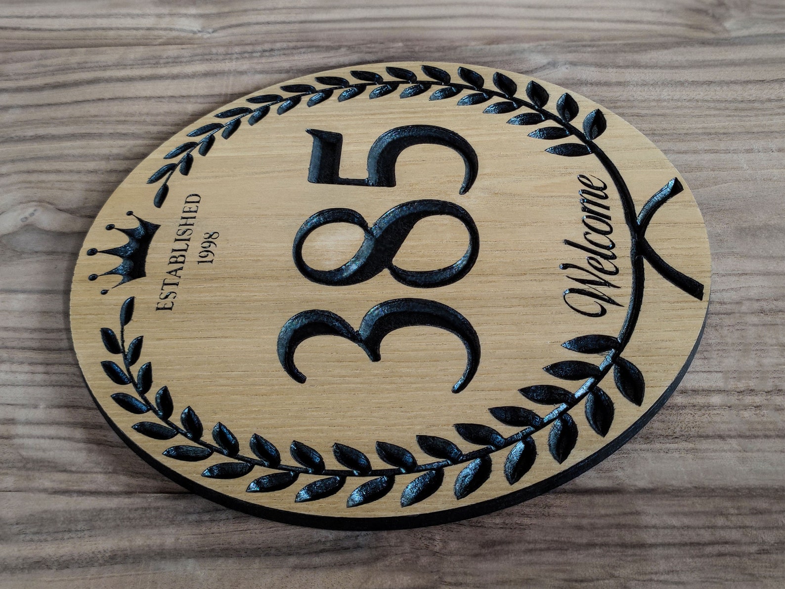 Engraved Round Door Number Sign, Home Number Plaque, House Number Sign ...
