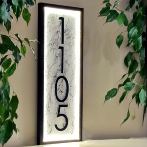 Vertical LED Lighted Door Number Plaque, Modern Custom Address Sign ...