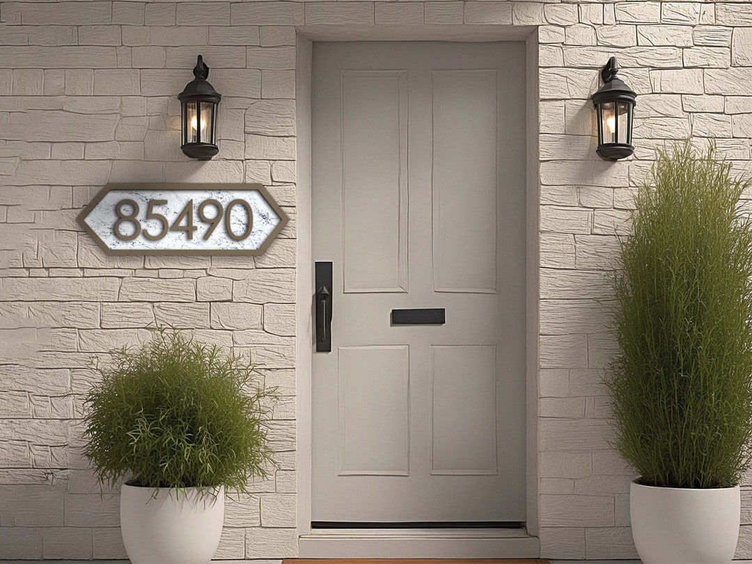 Horizontal Triangular Door Number Plaque, Custom Pointed House Number ...