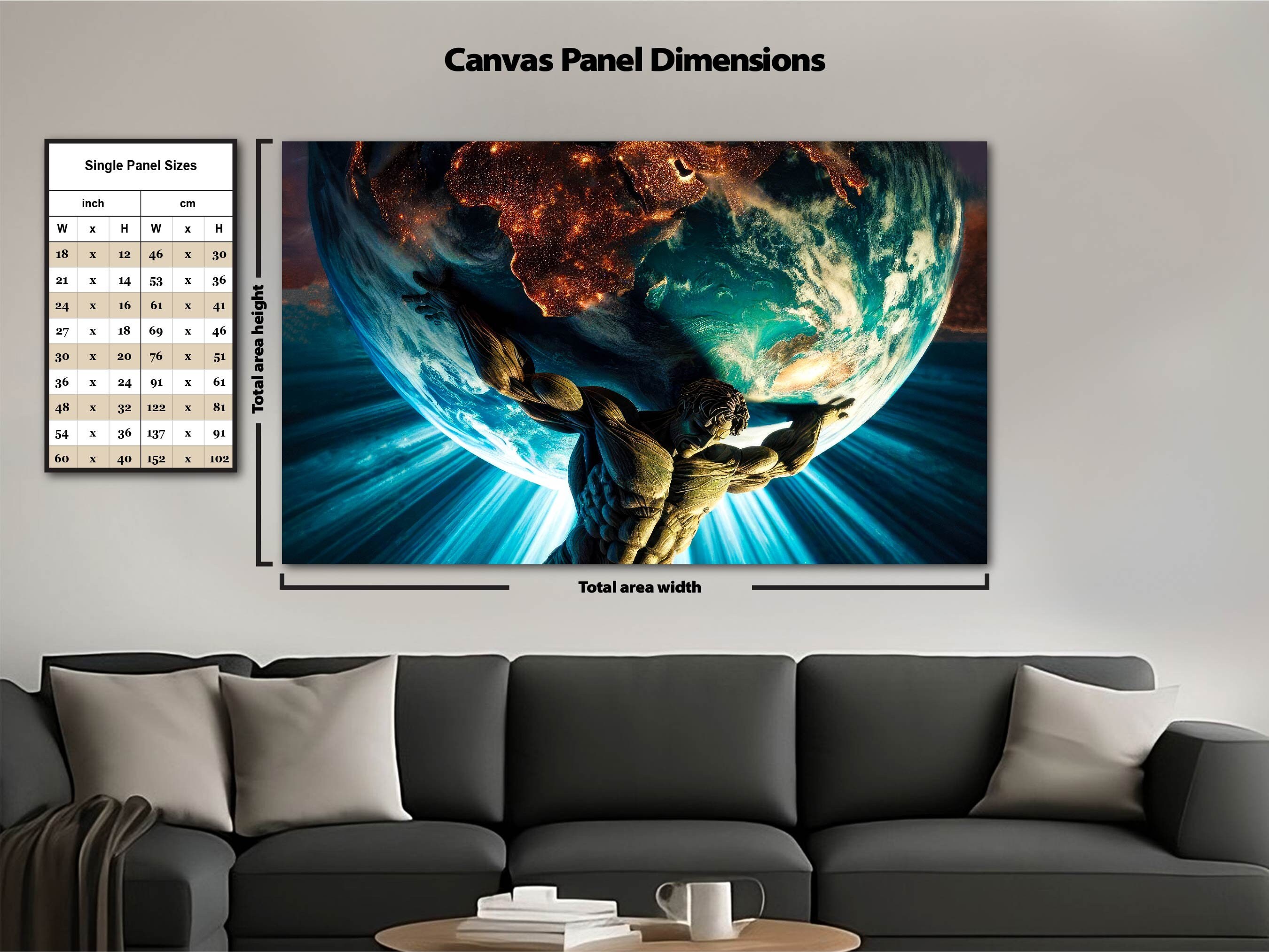 Atlas Carrying the Earth Canvas Wall Art, Atlas Canvas Print for a ...