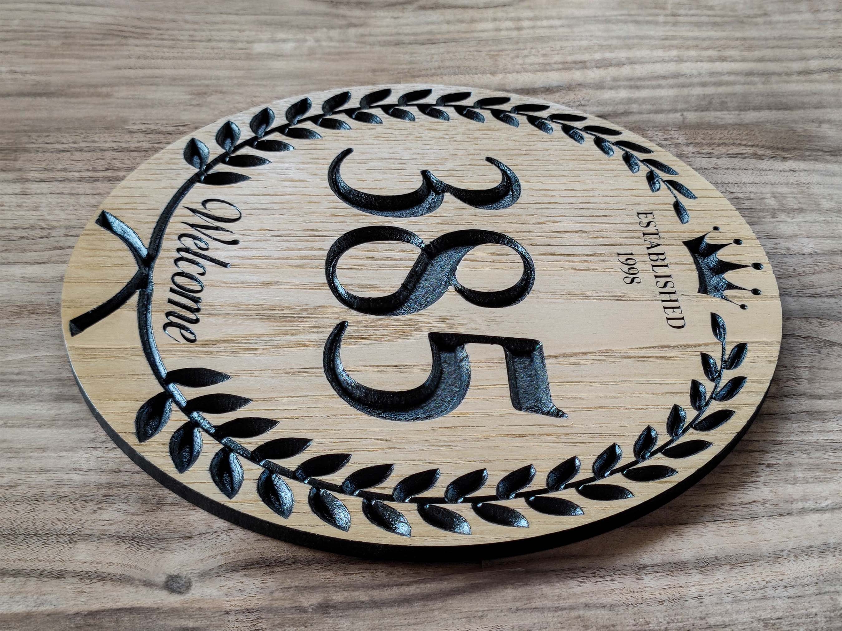 Engraved Round Door Number Sign, Home Number Plaque, House Number Sign ...