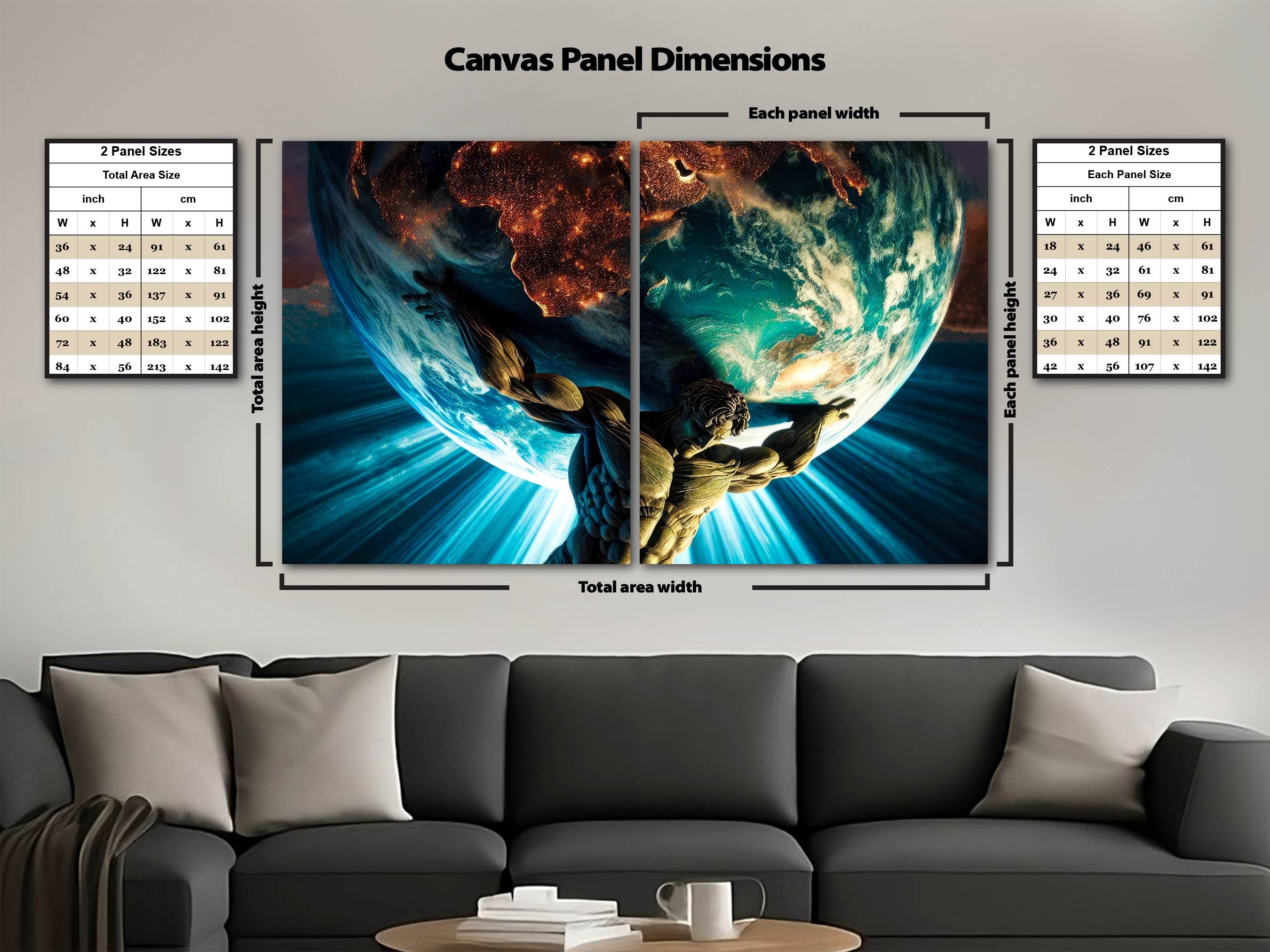 Atlas Carrying the Earth Canvas Wall Art, Atlas Canvas Print for a ...