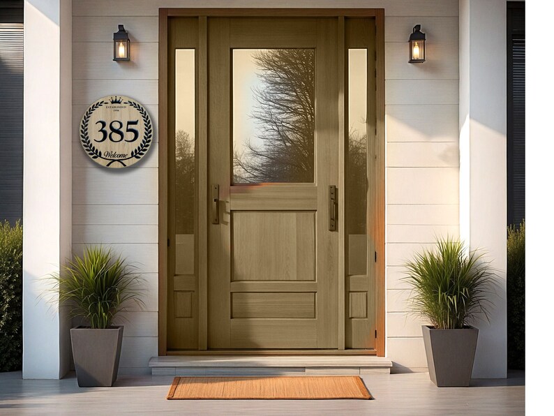 Engraved Round Door Number Sign, Home Number Plaque, House Number Sign ...