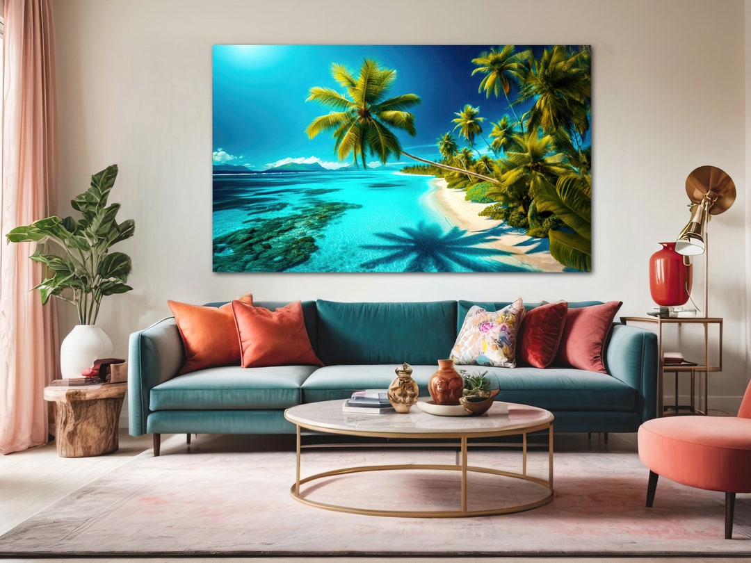 Caribbean Seascape Canvas Print, Tropical Oasis Canvas Decor ...