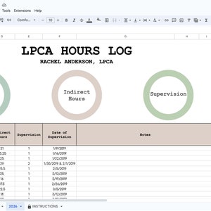 Licensure Hours Tracker for LCPA, LCSW, LPC, Etc. Google Sheets - Etsy