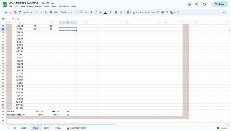 Licensure Hours Tracker for LCPA, LCSW, LPC, Etc. Google Sheets - Etsy