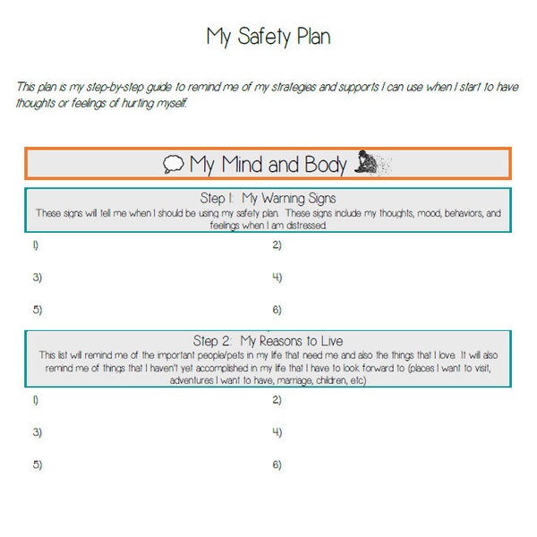 Safety Plan for Teens - Etsy