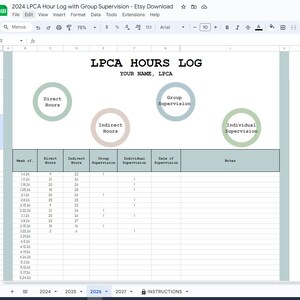 Licensure Hours Tracker (with Group Supervision Category) for LCPA ...