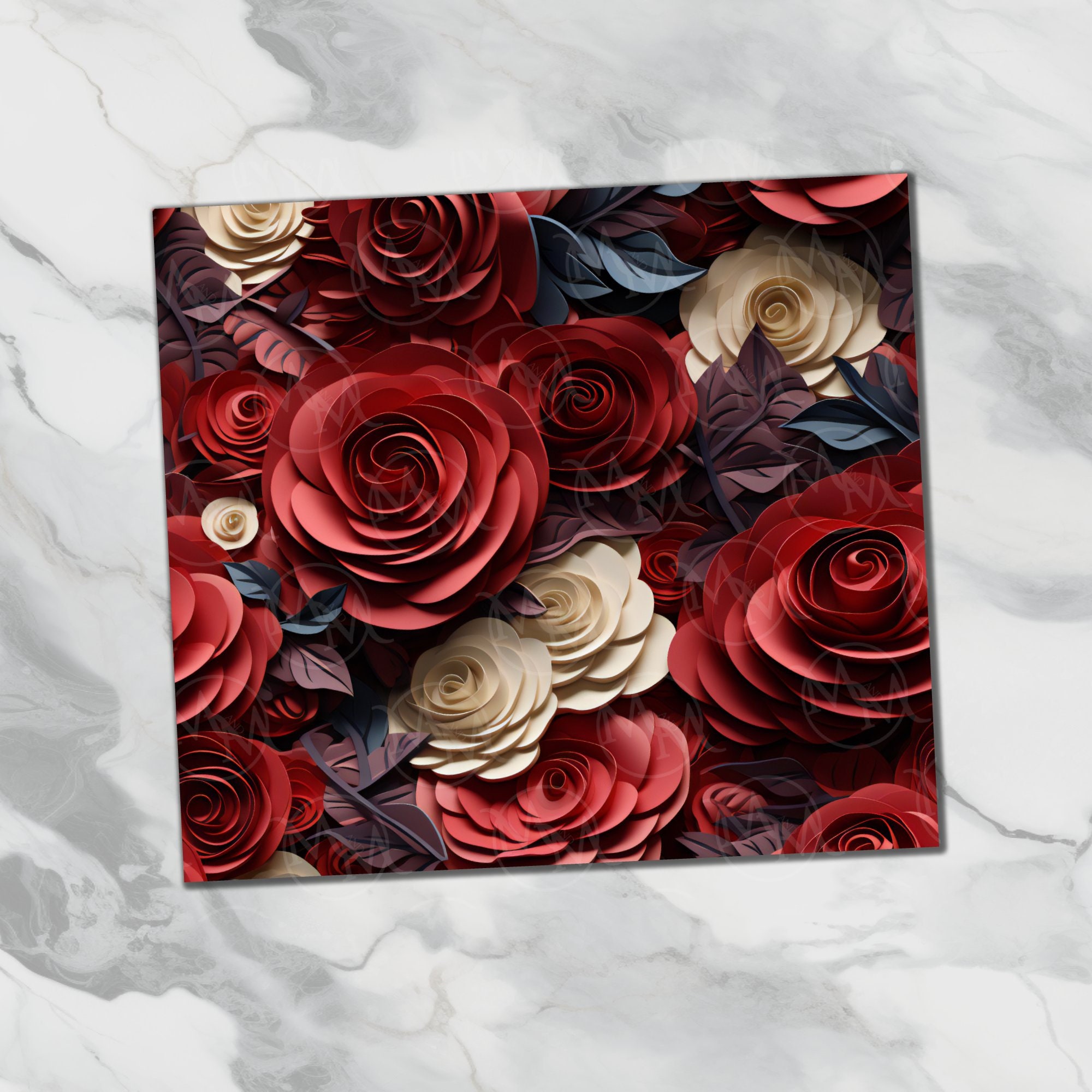 847 Roses 3D Flowers Papercraft 20 Oz Skinny Tumbler - Etsy