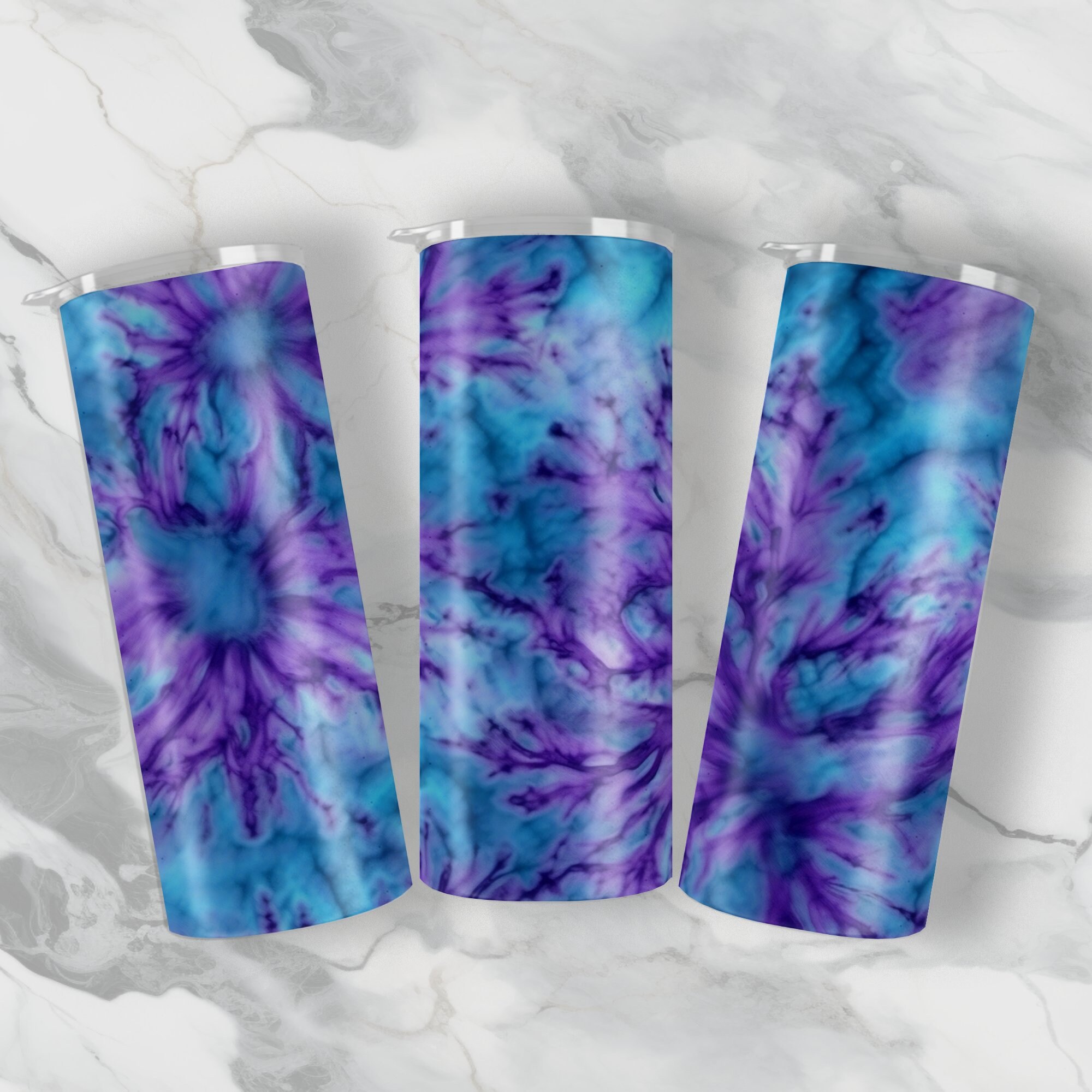 980 Blue Purple Tie Dye 20 Oz Skinny Tumbler Sublimation - Etsy