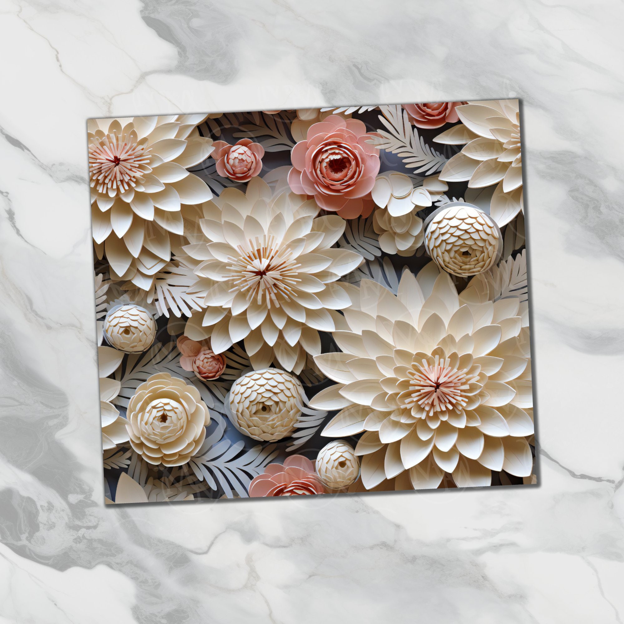 809 Blush Cream 3D Flowers Papercraft 20 Oz Skinny Tumbler - Etsy