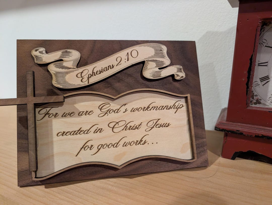 3d Layered Wood Christian Jesus Ephesians 2:10 Bible Verse Shelf Decor ...