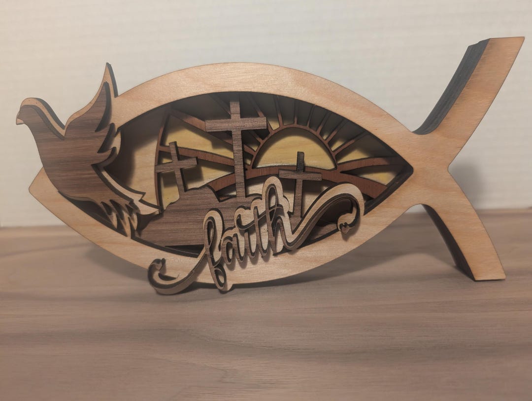 3d Layered Wood Christian Jesus Fish (ichthys ) Easter Decor - SVG FILE ...