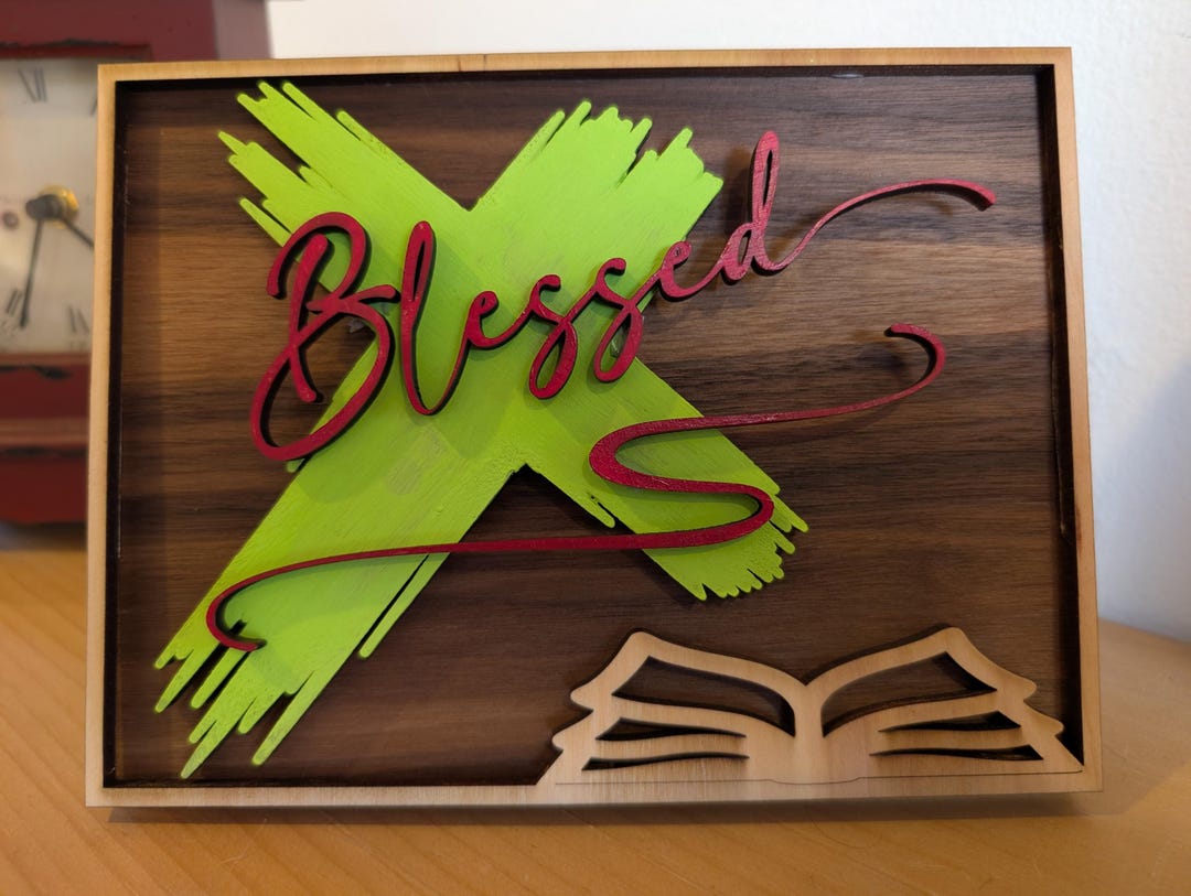 3d Layered Wood Christian Jesus Blessed Bible Shelf Decor With Stand ...