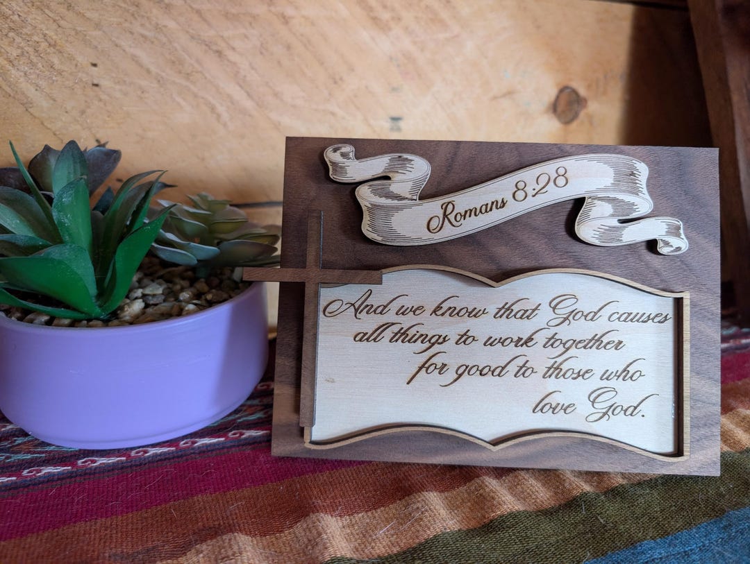 3d Layered Wood Christian Jesus Romans 8:28 Bible Verse Shelf Decor ...