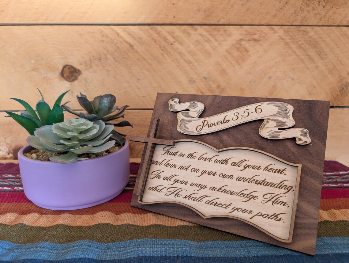 3d Layered Wood Christian Jesus Proverbs 3:5-6 Bible Verse Shelf Decor ...