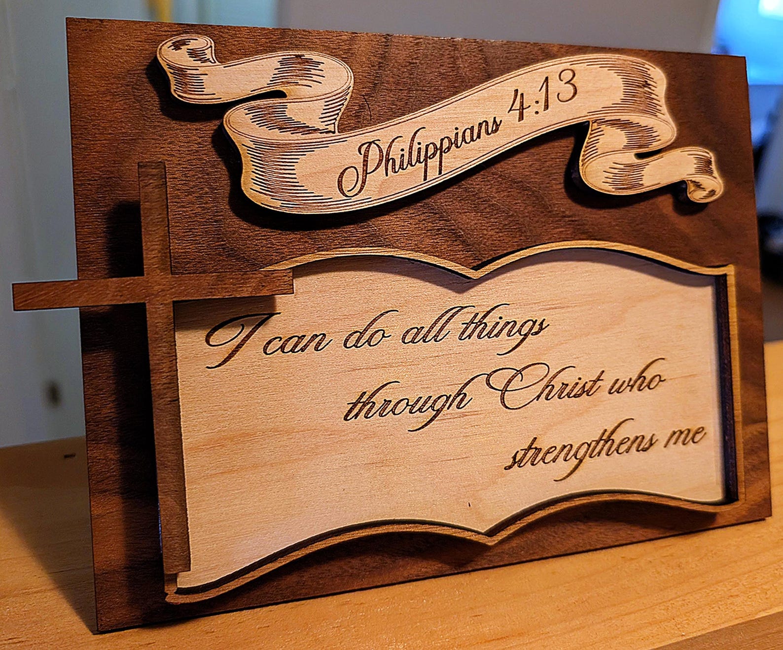 3d Layered Wood Christian Jesus Philippians 4:13 Bible Verse Shelf ...