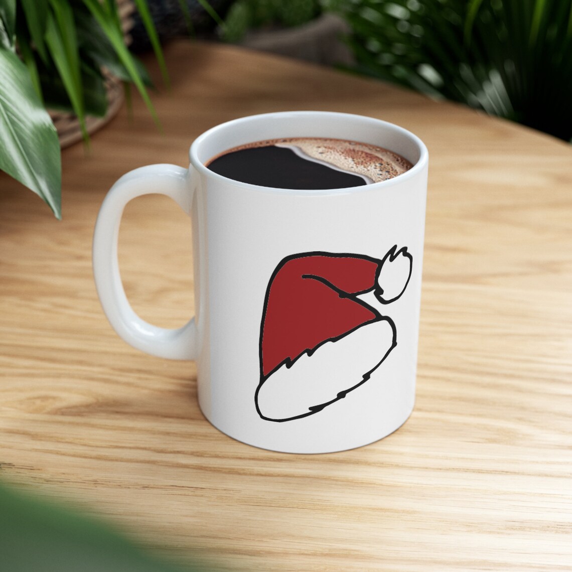 Retro Yellow Smiley Face With Red Santa Hat Christmas Holiday Coffee ...