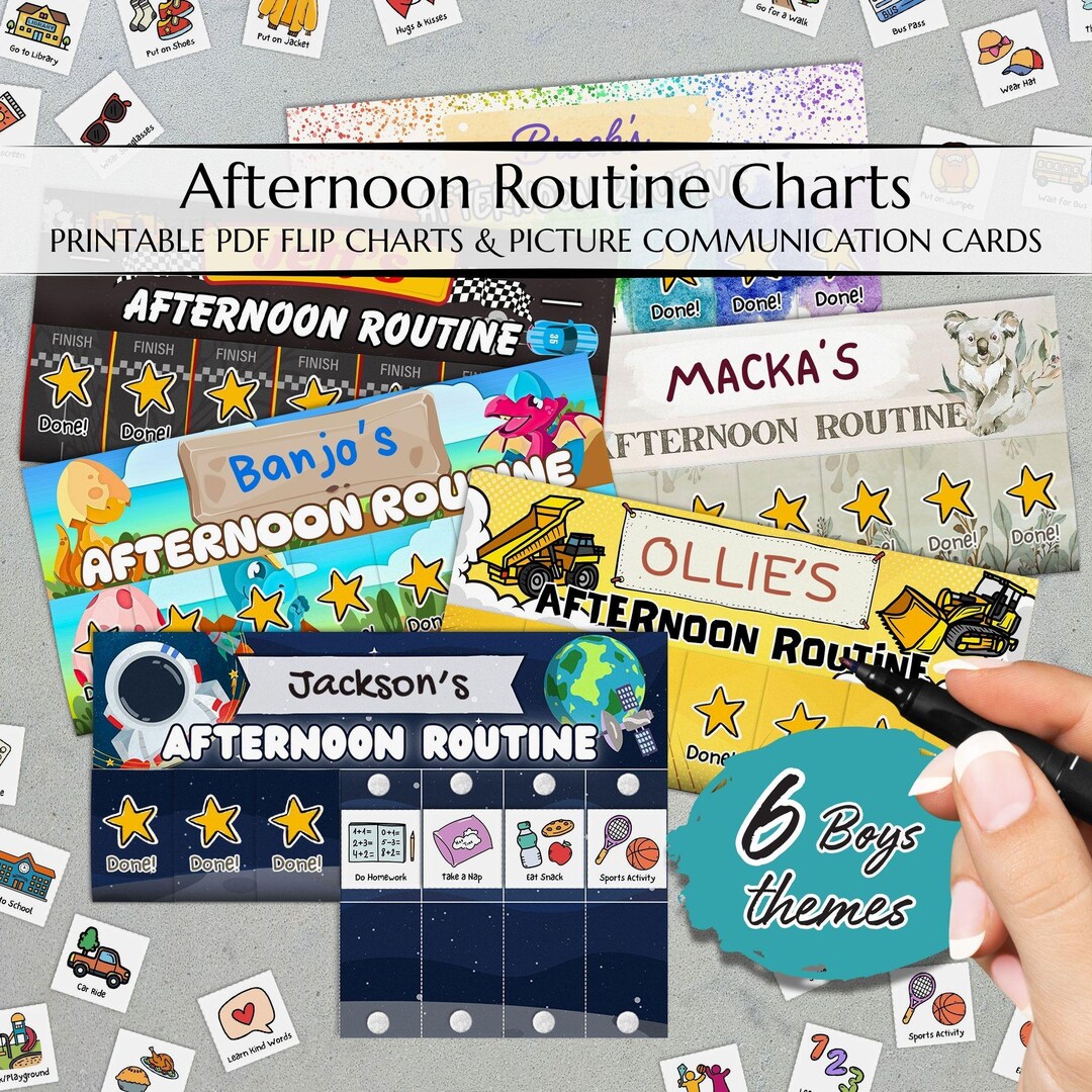 Flip Chart - Afternoon Routine Visual Schedule, Printable Picture Cards ...