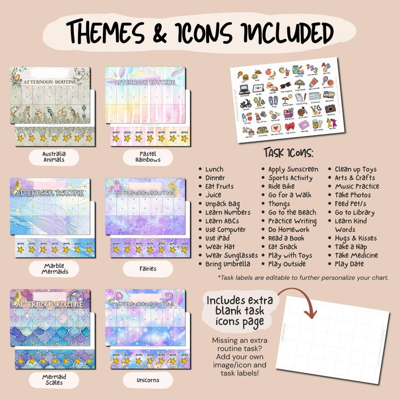 EDITABLE Daily Routine Charts Set -AFTERNOON Routine: Visual Timetable ...