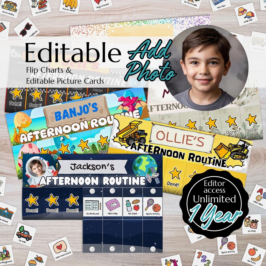 EDITABLE Daily Routine Charts Set - AFTERNOON Routine: Visual Timetable ...