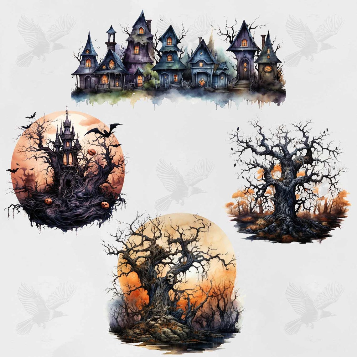 40 PNG Watercolour Halloween Clipart Bundle - Etsy