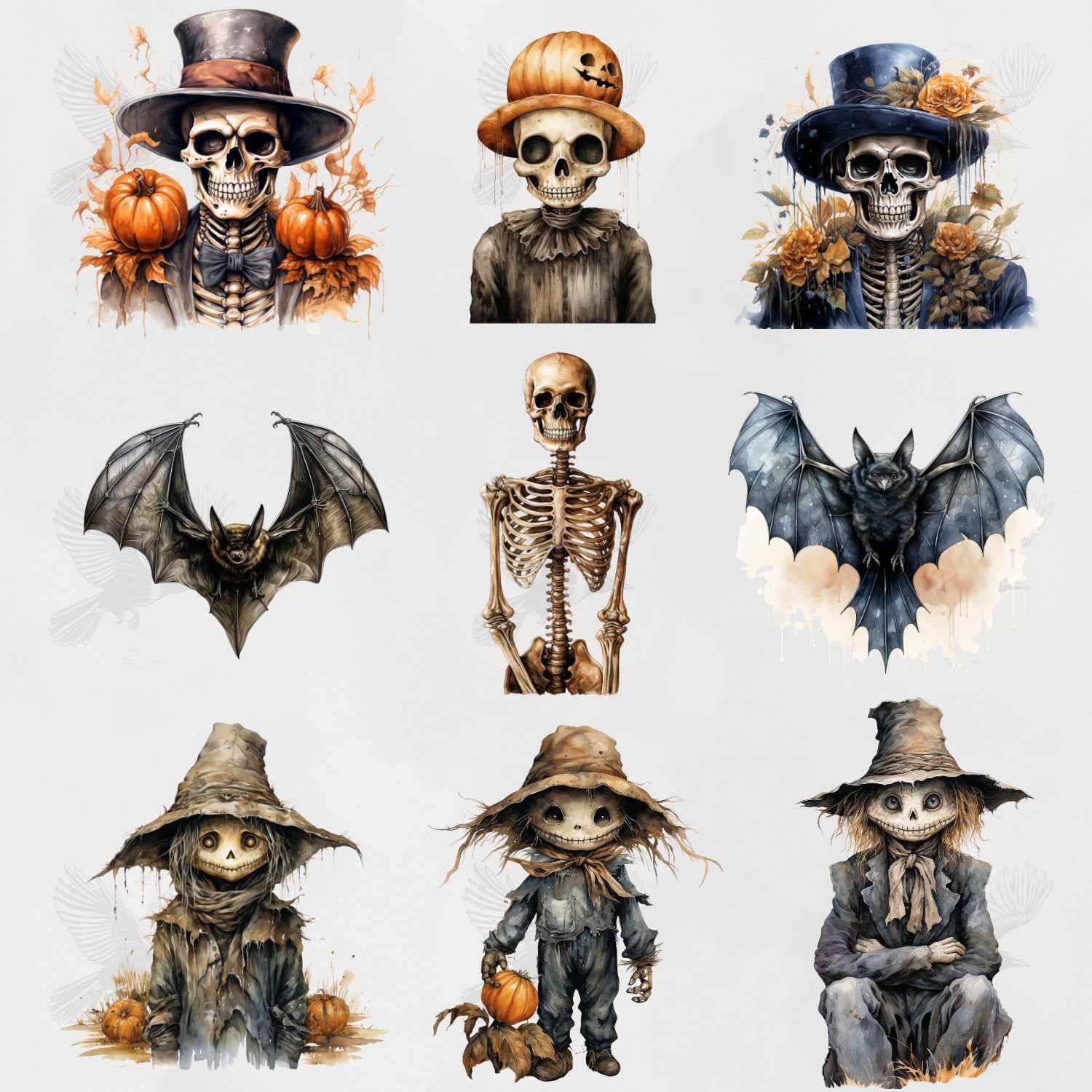 40 PNG Watercolour Halloween Clipart Bundle - Etsy