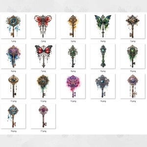 17 PNG Watercolour Magic Keys Clipart - Etsy