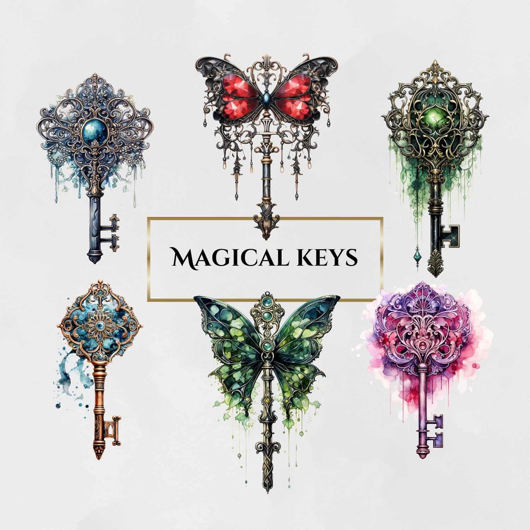 17 PNG Watercolour Magic Keys Clipart - Etsy