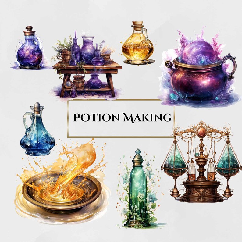 34 PNG Watercolour Potion Making Clipart Designs - Etsy