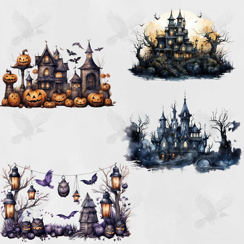 40 PNG Watercolour Halloween Clipart Bundle - Etsy